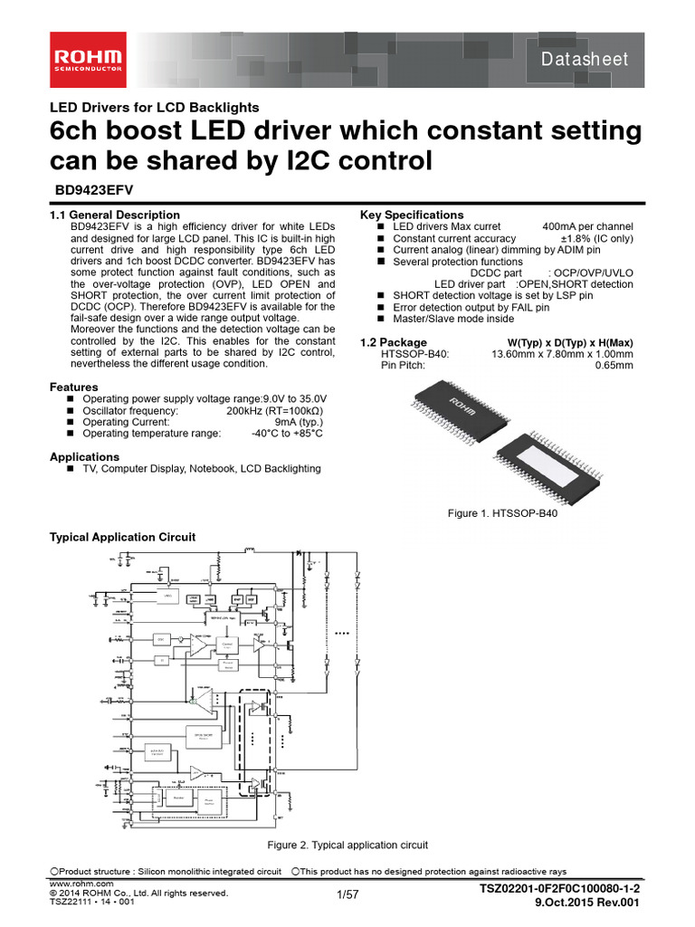 BD9423EFV LED Driver Datasheet | PDF | Electrical Engineering | Electricity