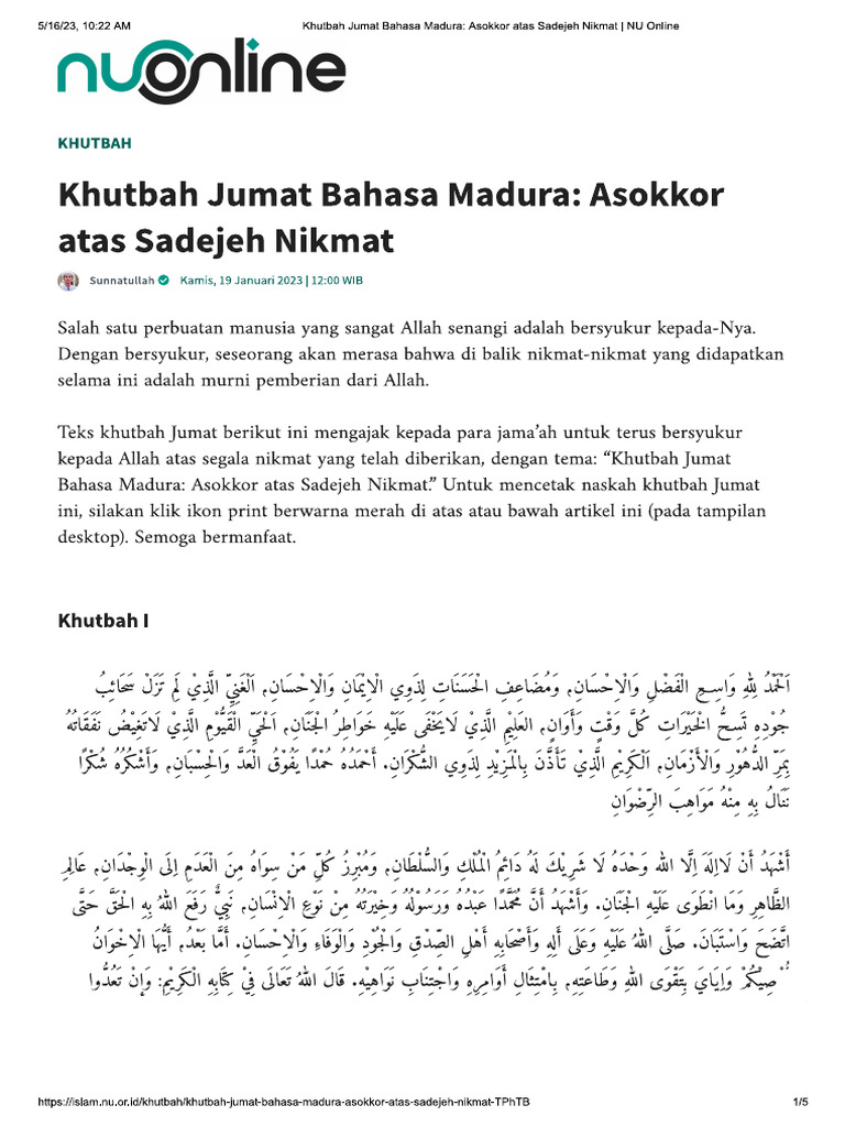 Khutbah Jum'At | PDF