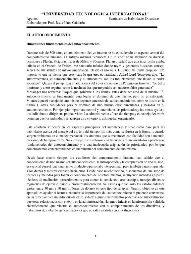 Autoconocimiento Pdf Inteligencia Emocional Las Emociones