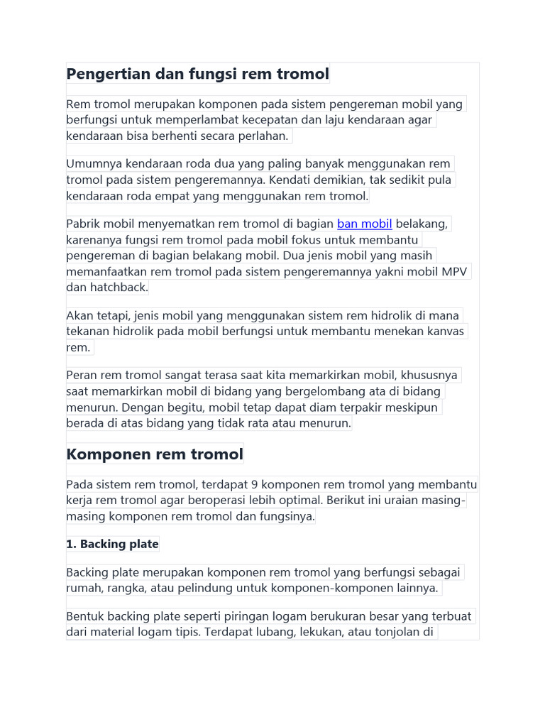 Pengertian Dan Fungsi Rem Tromol | PDF | Komputer