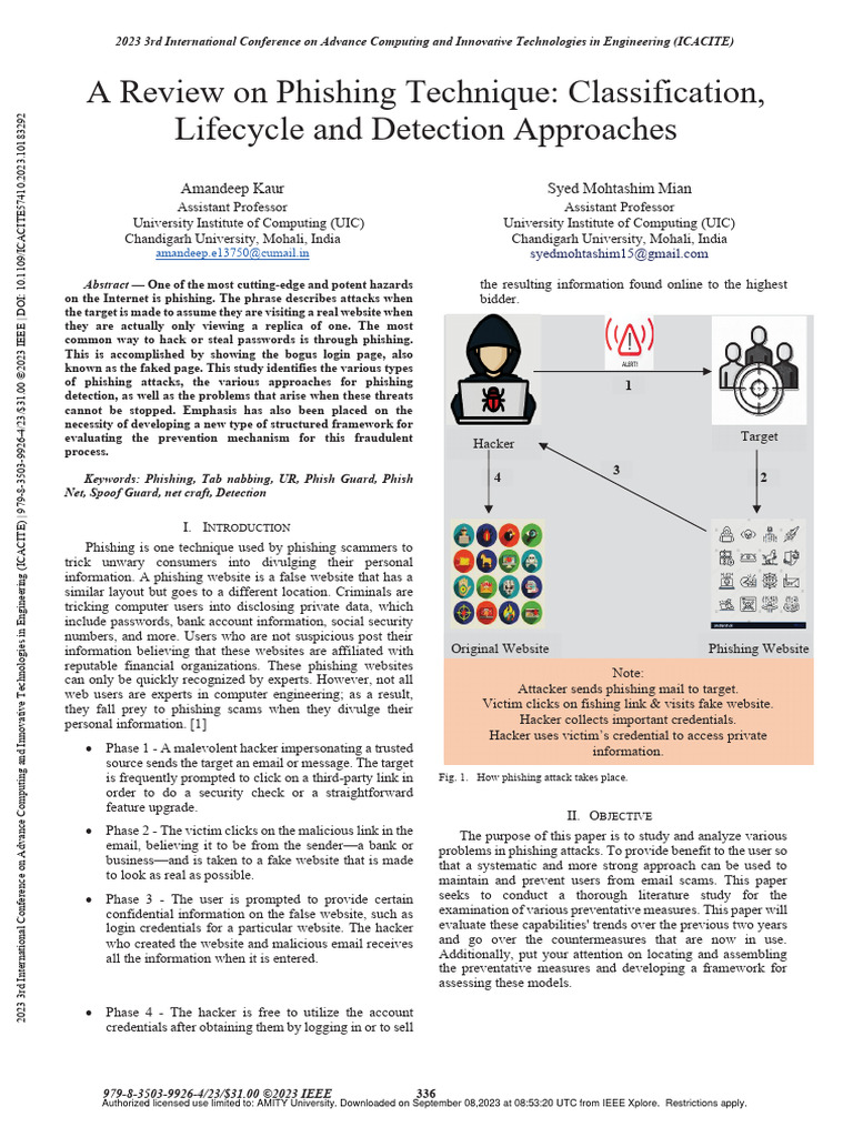 A Review On Phishing Technique Classification Lifecycle and Detection ...