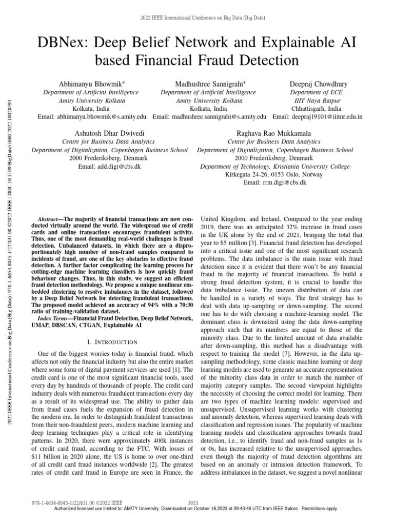DBNex Deep Belief Network and Explainable AI Based Financial Fraud Detection | PDF | Machine ...