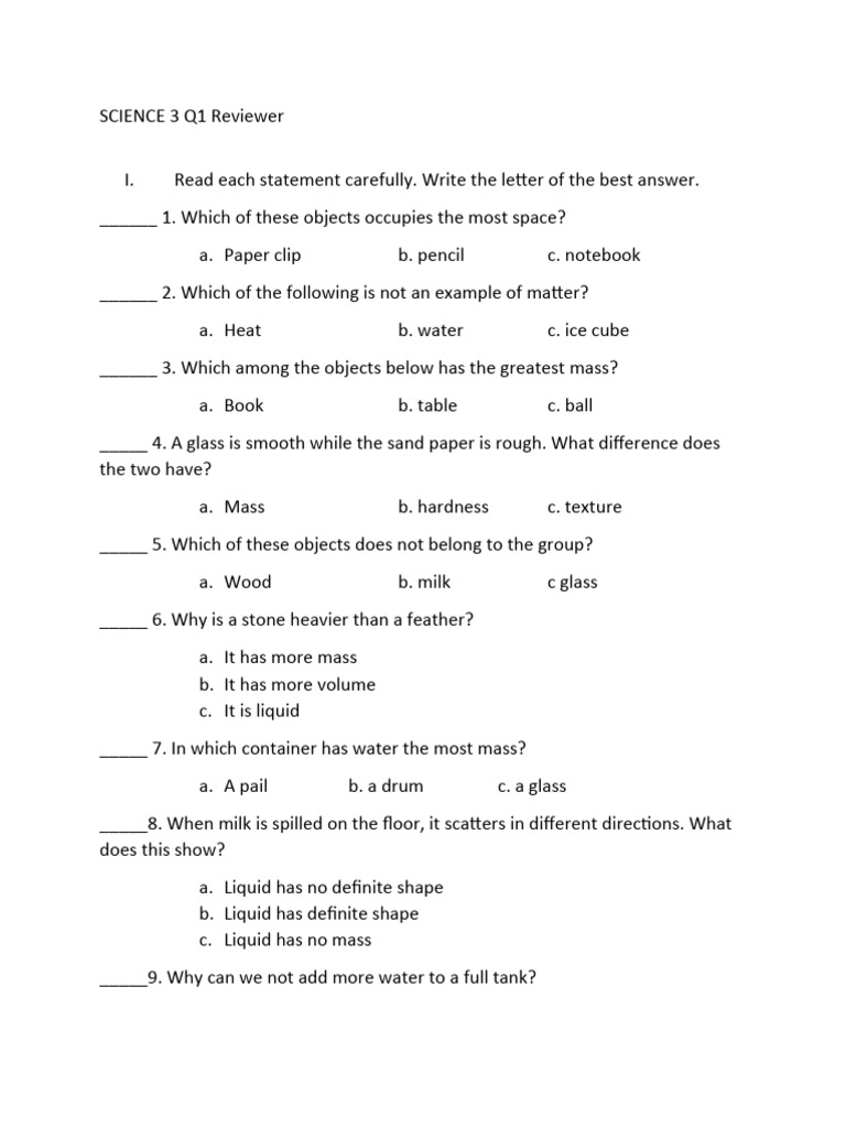 Science - Periodical Test Q1 Grade 3 | PDF