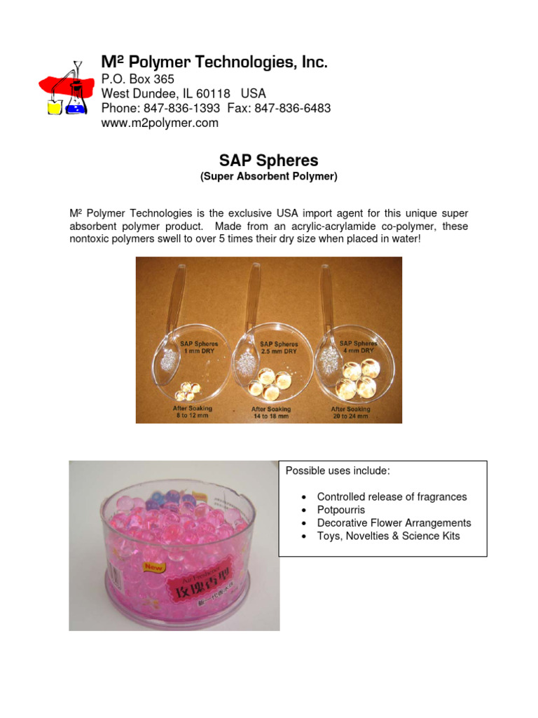 Super Absorbent Polymers for Crafts | PDF