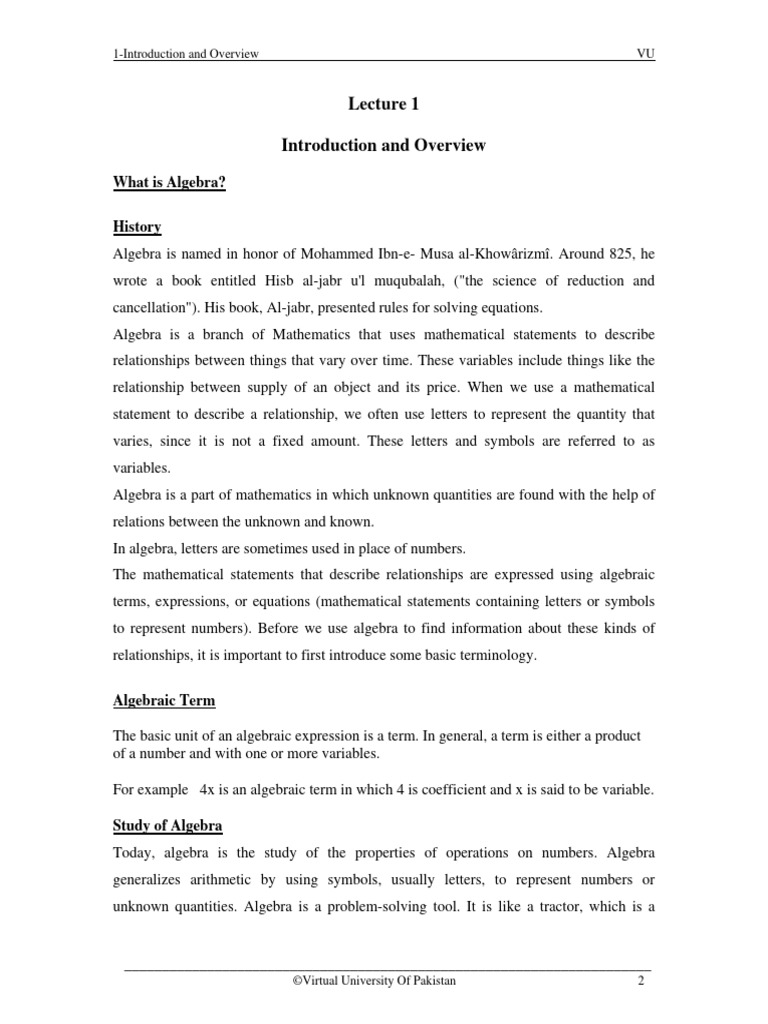 Lecture 01 | PDF | Equations | Linear Algebra Lecture 01 | PDF | Equations | Linear Algebra