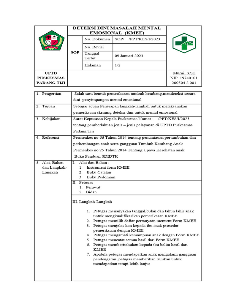 Sop Kmee 23 | PDF | Kesehatan Holistik