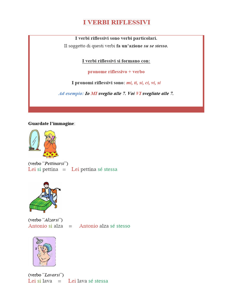 Verbi Riflessivi | PDF