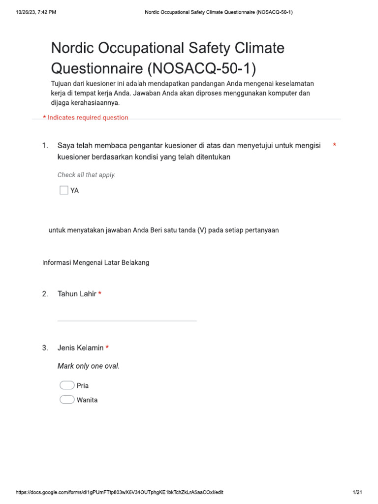 Nordic Occupational Safety Climate Questionnaire (NOSACQ-50-1) - Google ...