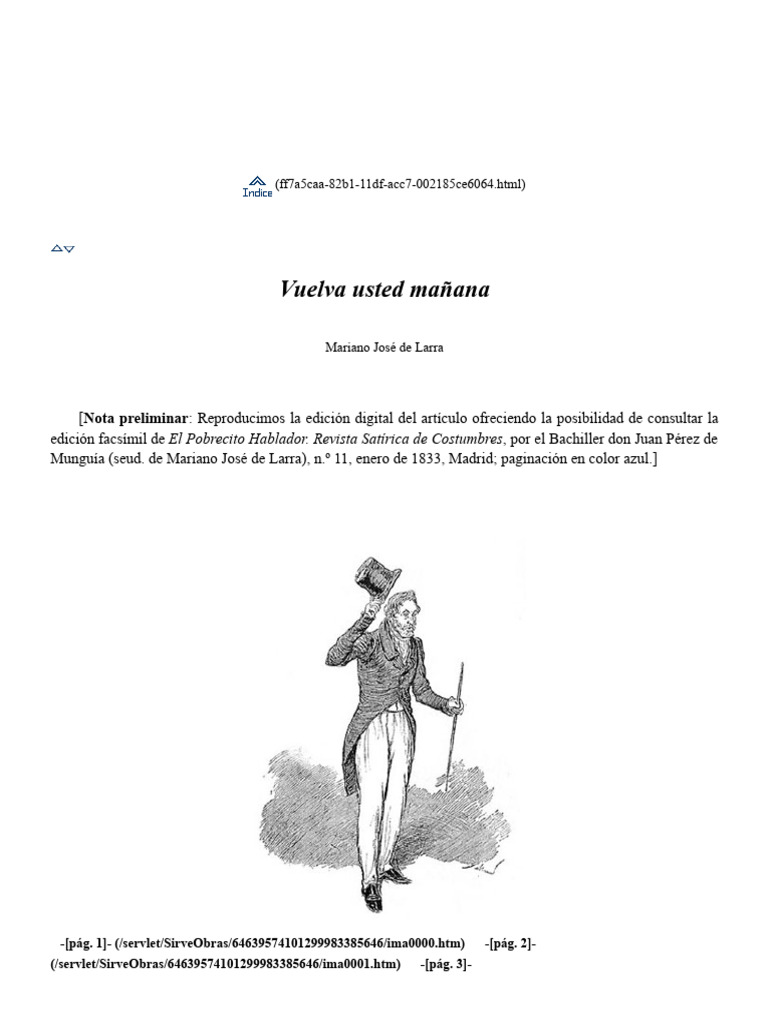 Vuelva Usted Mañana Mariano José de Larra Biblioteca Virtual Miguel de ...