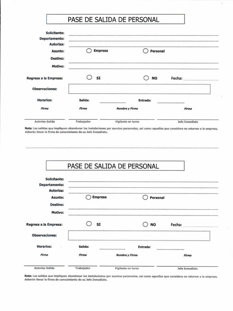 Pase de Salida | PDF
