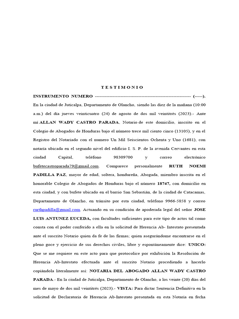 Protocolizacion de Herencia Jose Luis | PDF | Herencia | Derecho Civil (Common Law)