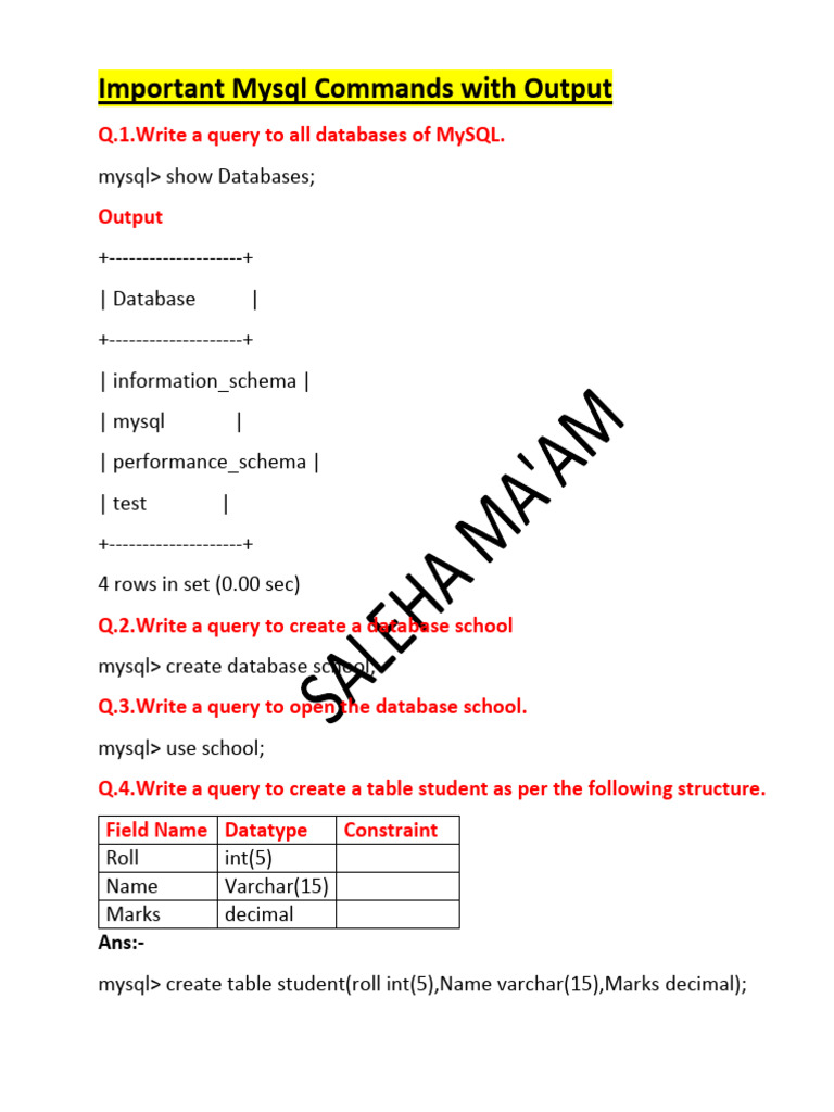Mysql Revison Part-1 | Download Free PDF | Table (Database) | Databases Mysql Revison Part-1 | Download Free PDF | Table (Database) | Databases