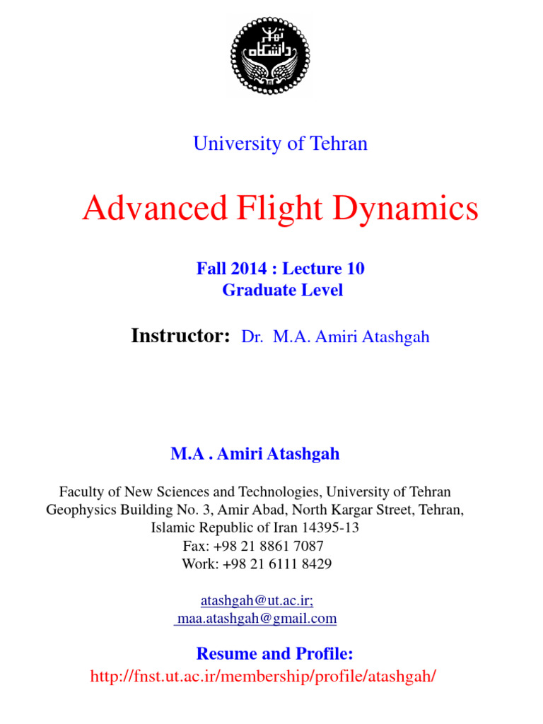 Advanced Flight Dynamics - Lec10 | PDF | Rotation Around A Fixed Axis | Rotation