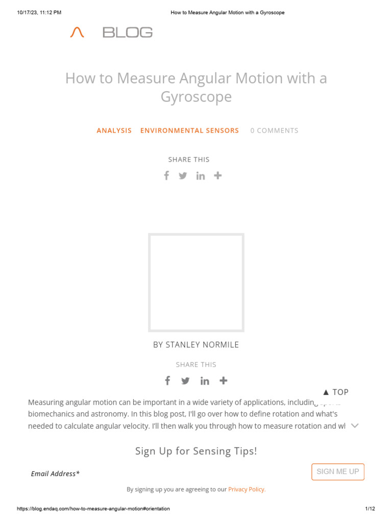How To Measure Angular Motion With A Gyroscope Pdf Euclidean Vector