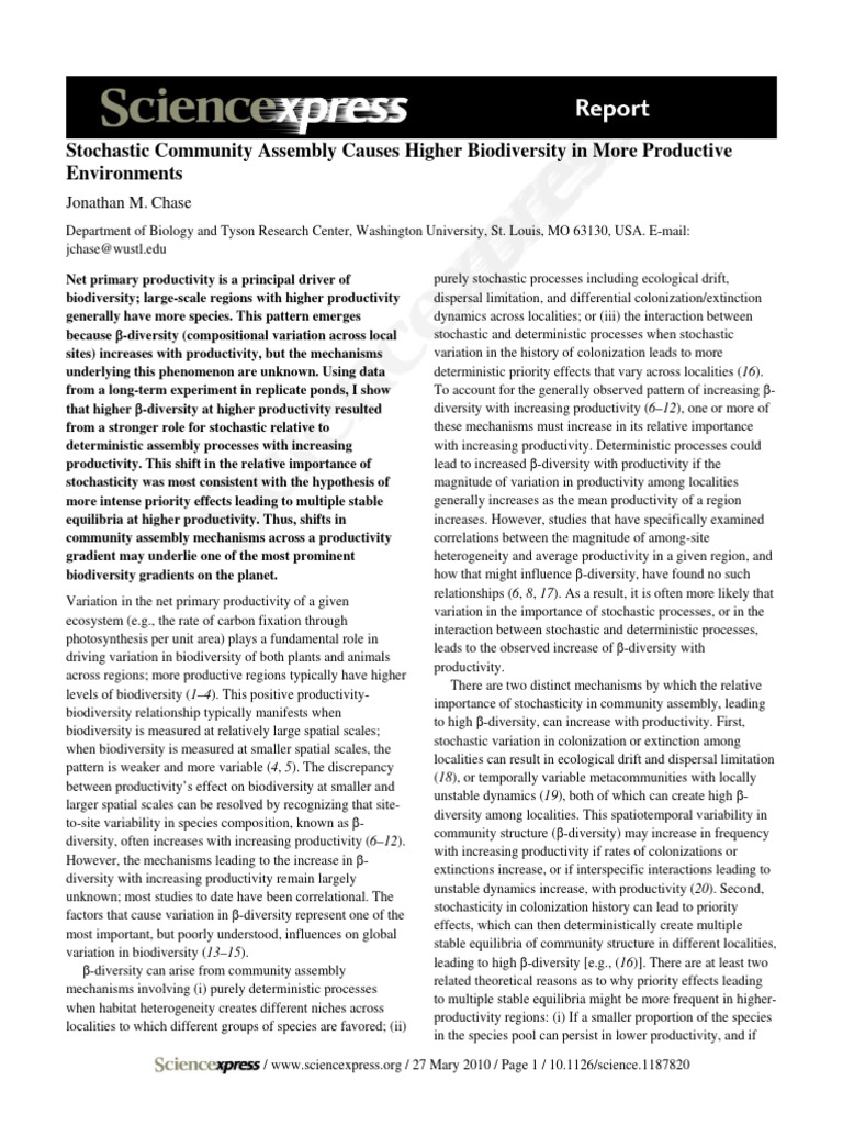 Stoch Increases Diversity | PDF | Primary Production | Biodiversity