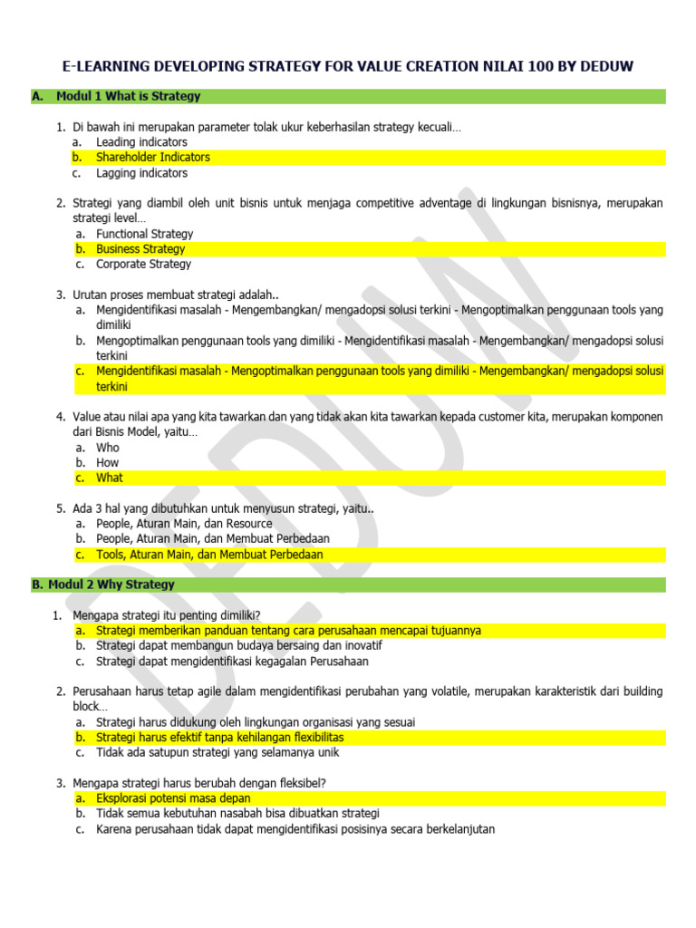 E-Learning Developing Strategy For Value Creation | PDF