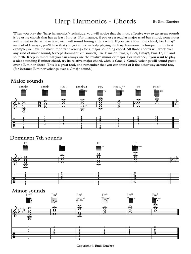 Proguitar Harp Harmonics Chords | PDF