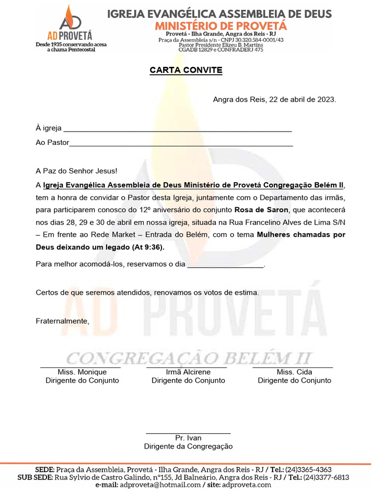Carta Convite Irmas | PDF