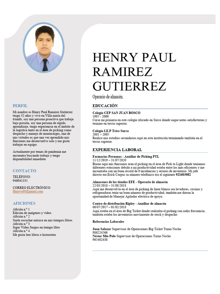 Henry Paul Ramirez Curriculum | PDF