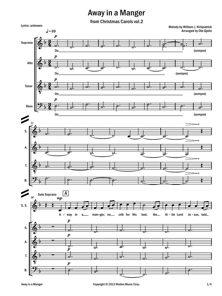 Away in A Manger - SATB | PDF