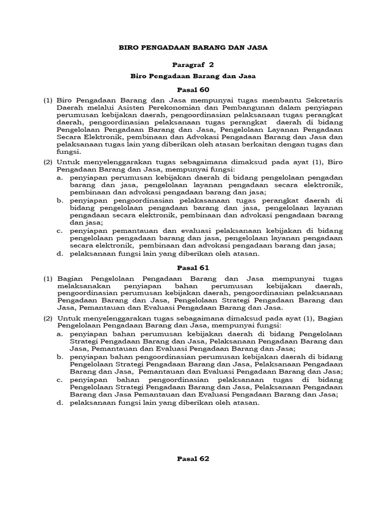 Tupoksi Biro Pengadaan Barang Dan Jasa | PDF