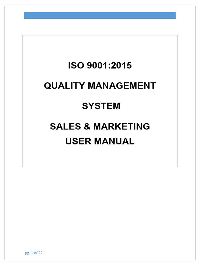 Sales & Marketing QMS User Manual | PDF | Iso 9000 | Strategic Planning