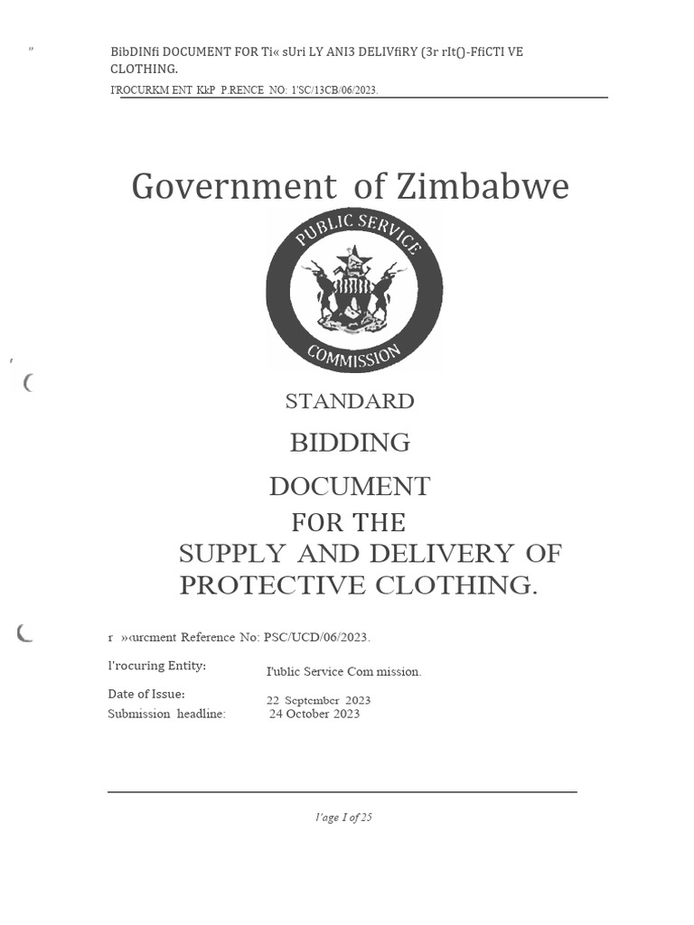 Government of Zimbabwe: Supply and OF Clothing | PDF | Bill Of Lading ...