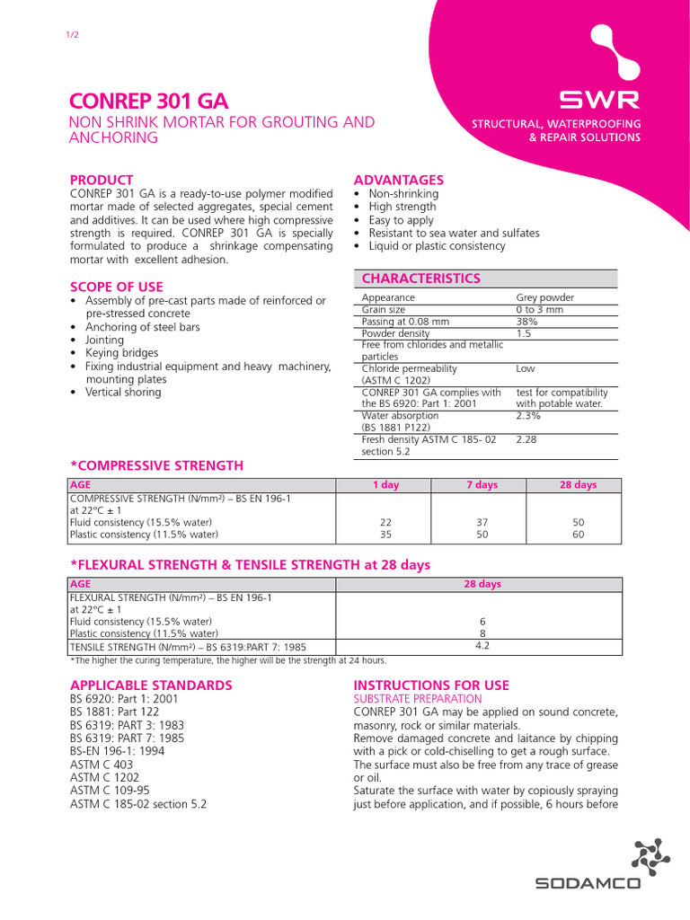 Tec 036100gp Metdor 001b Mat Tds Sodamco Conrep 301 Ga Anchoring Grout ...