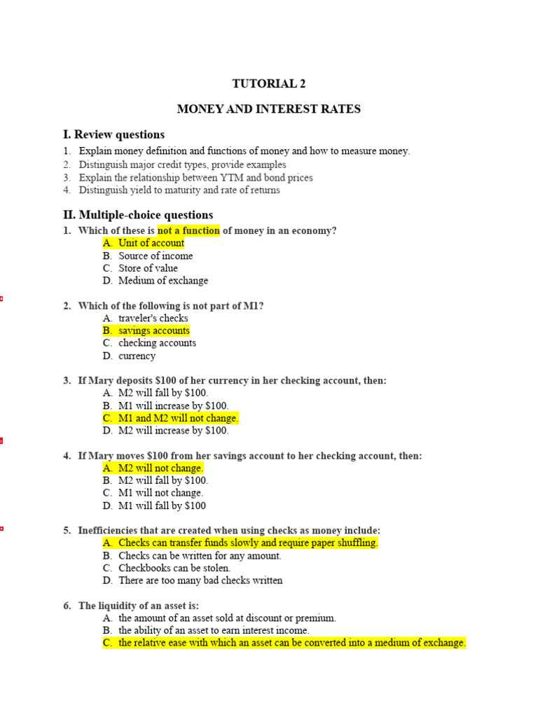 Tutorial 2 Questions | Download Free PDF | Bonds (Finance) | Interest Rates