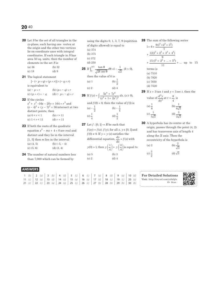 Arihant 40 Days Crash Course For JEE Main Mathematics Crackjee Xyz 461 464 | PDF | Pi | Equations