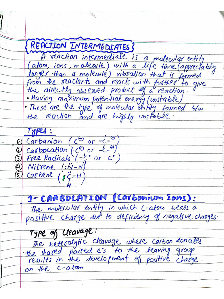 Reaction Intermediates by Muneeb | PDF