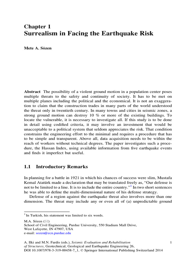 Mete Sozen | PDF | Earthquakes | Earthquake Engineering
