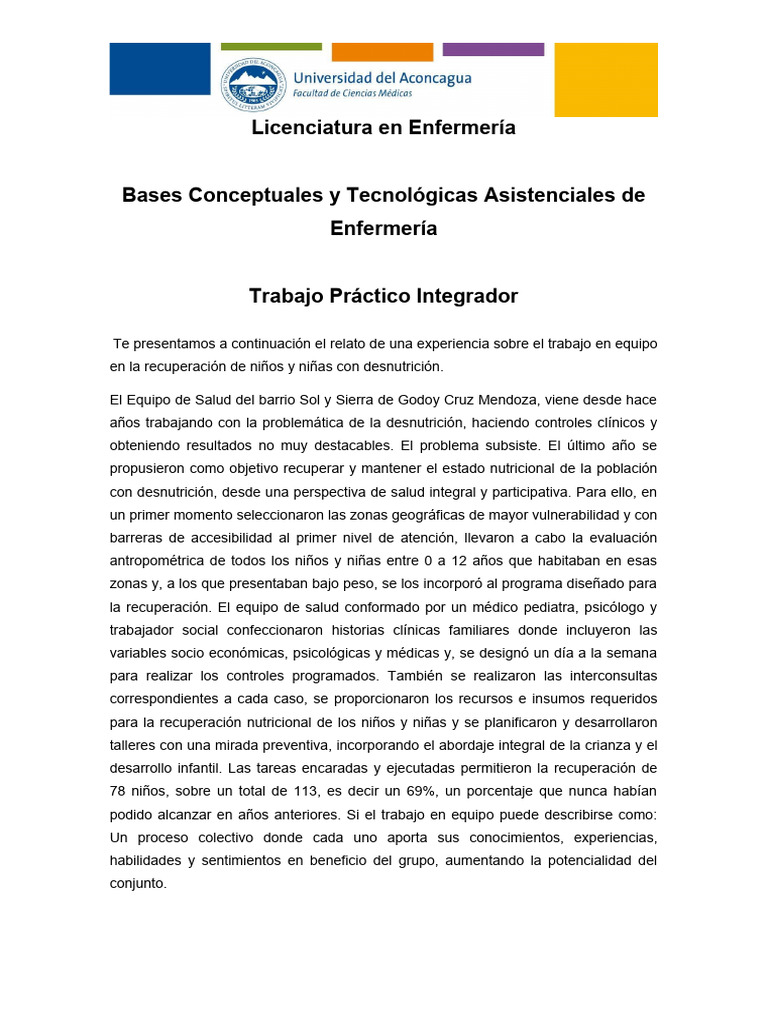 Bases Conceptuales TP Integrador | PDF | Enfermería | Residuos