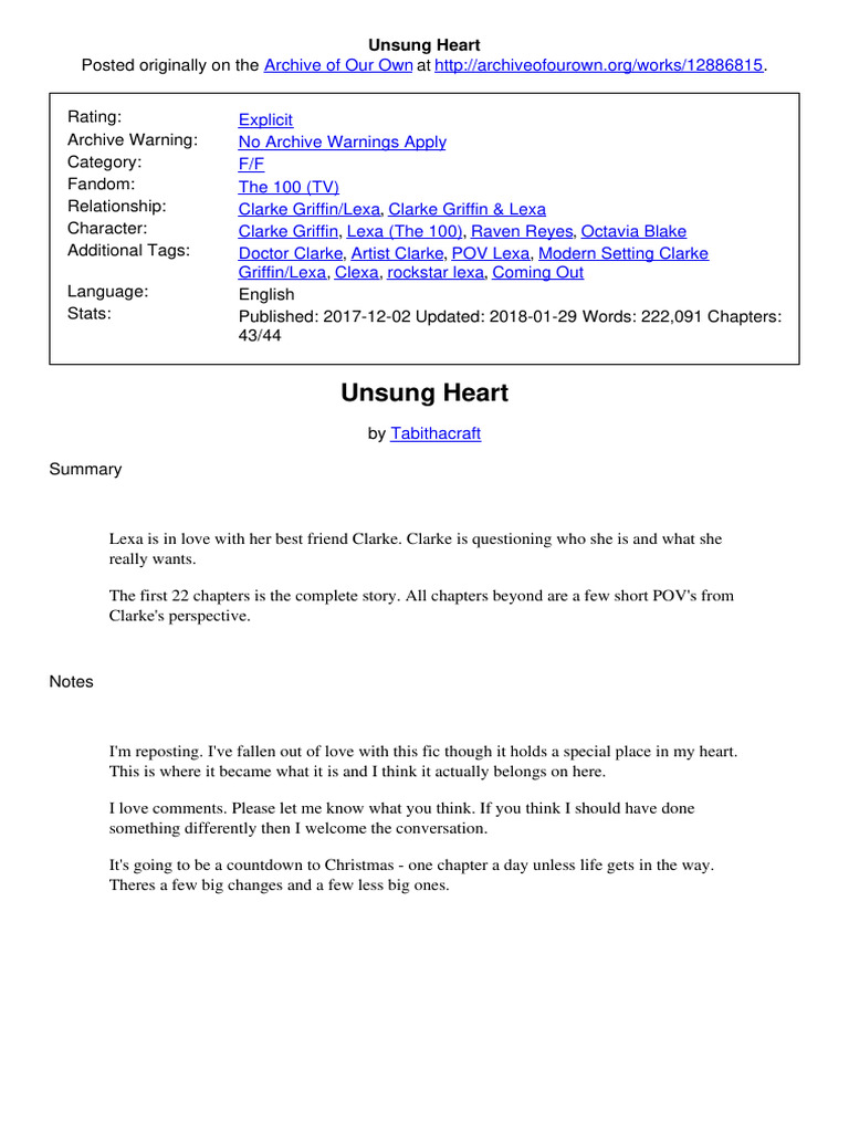 Unsung Heart | PDF