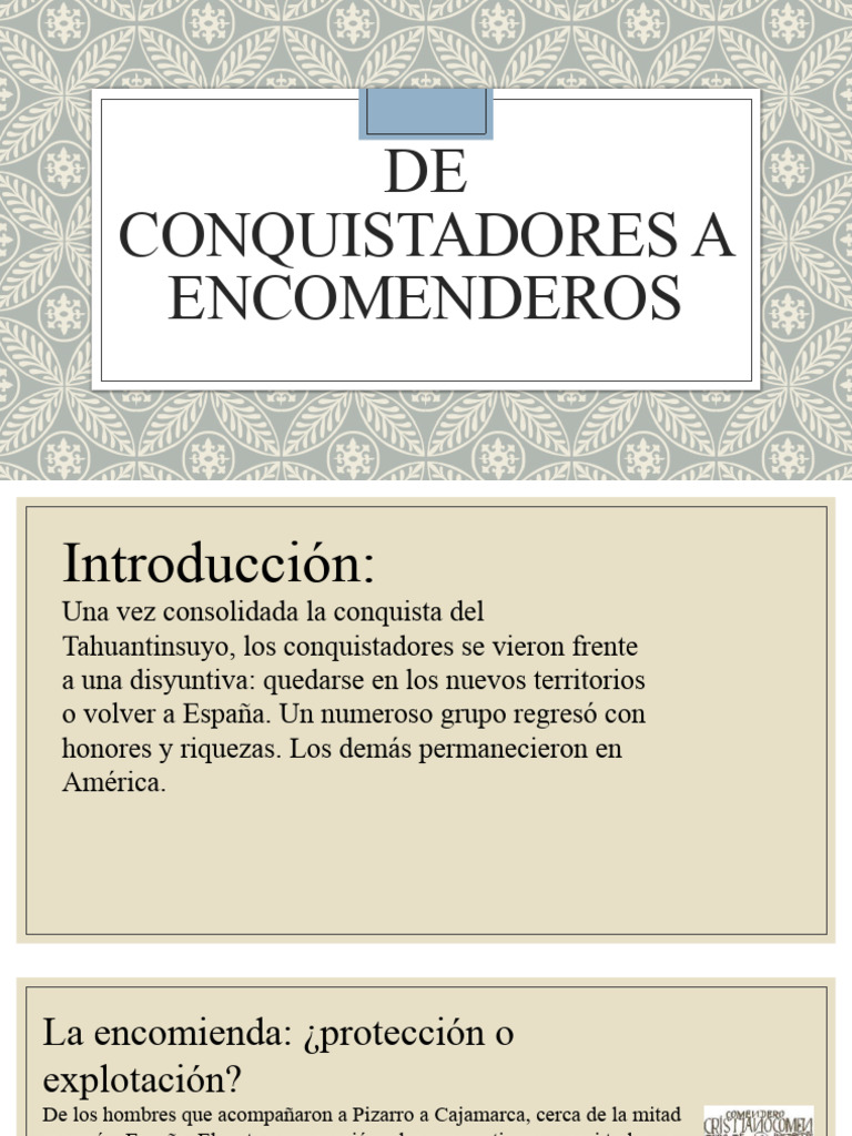 De Conquistadores A Encomenderos | PDF