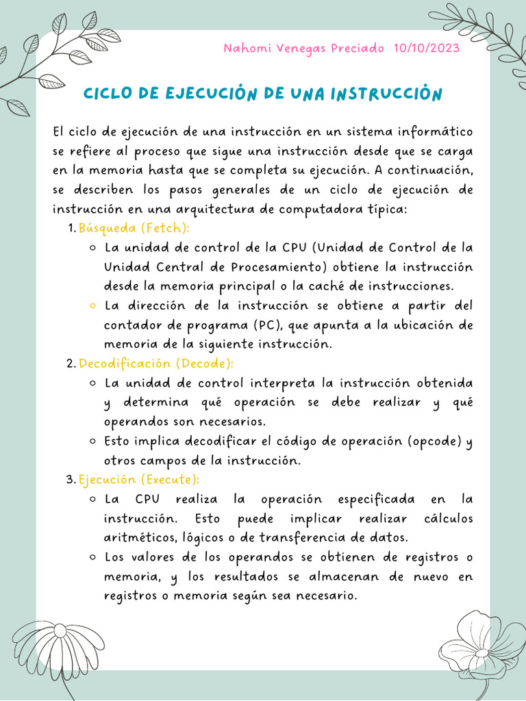 Ciclo de Ejecución de Una Instrucción | PDF