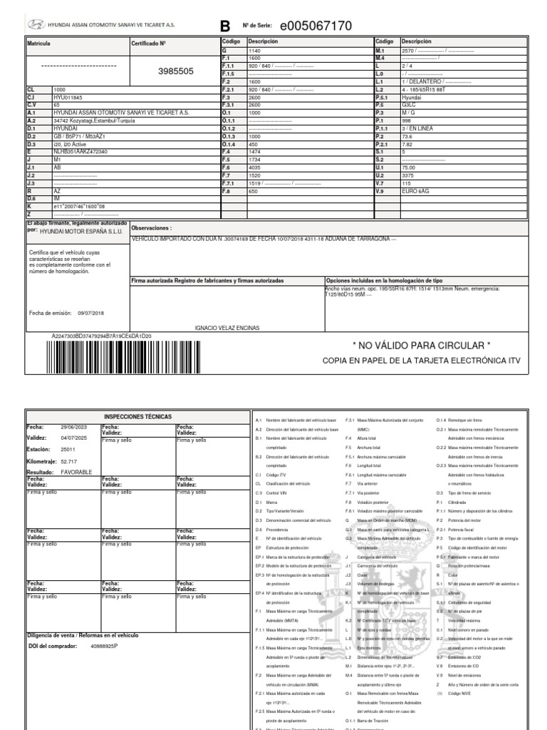 Ficha Tecnica Hyundai I20 | PDF