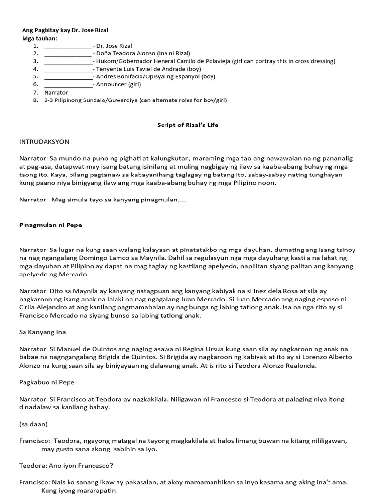 Jose Rizal Script Uwu | PDF