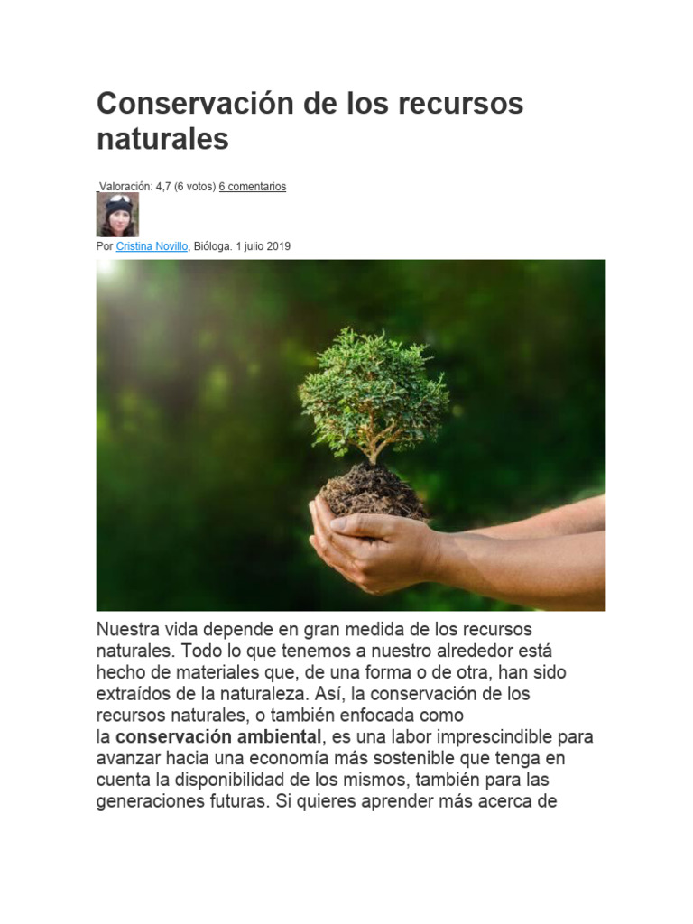 Conservación de Los Recursos Naturales | PDF