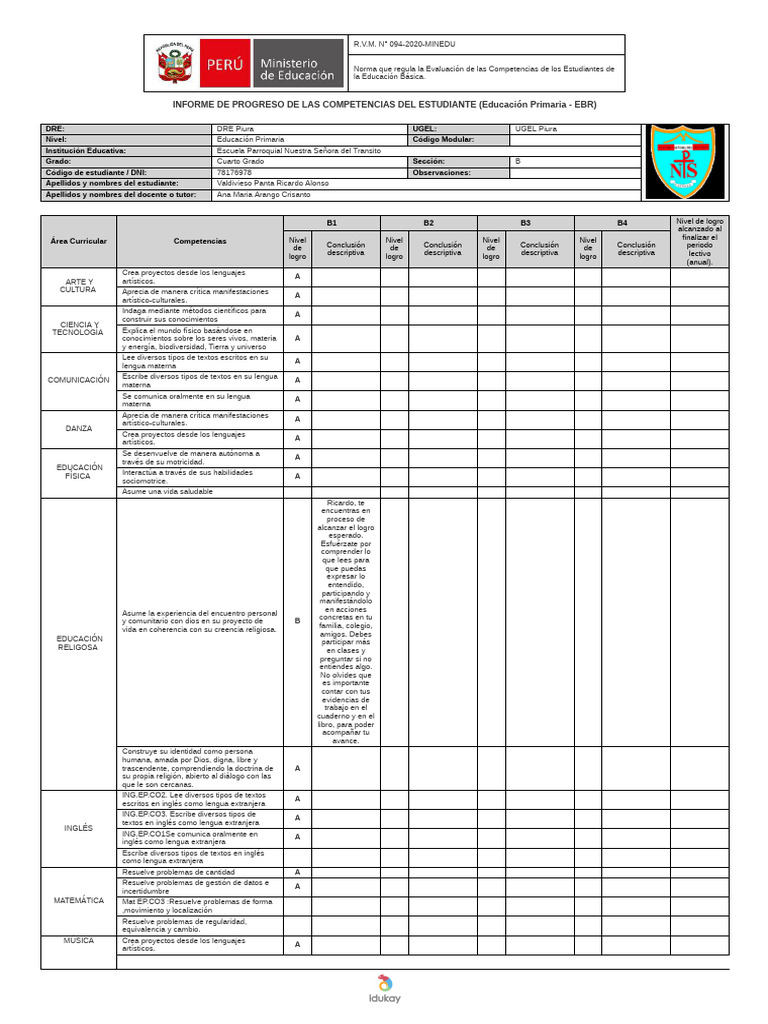 Libreta Formativa | PDF | Educación primaria