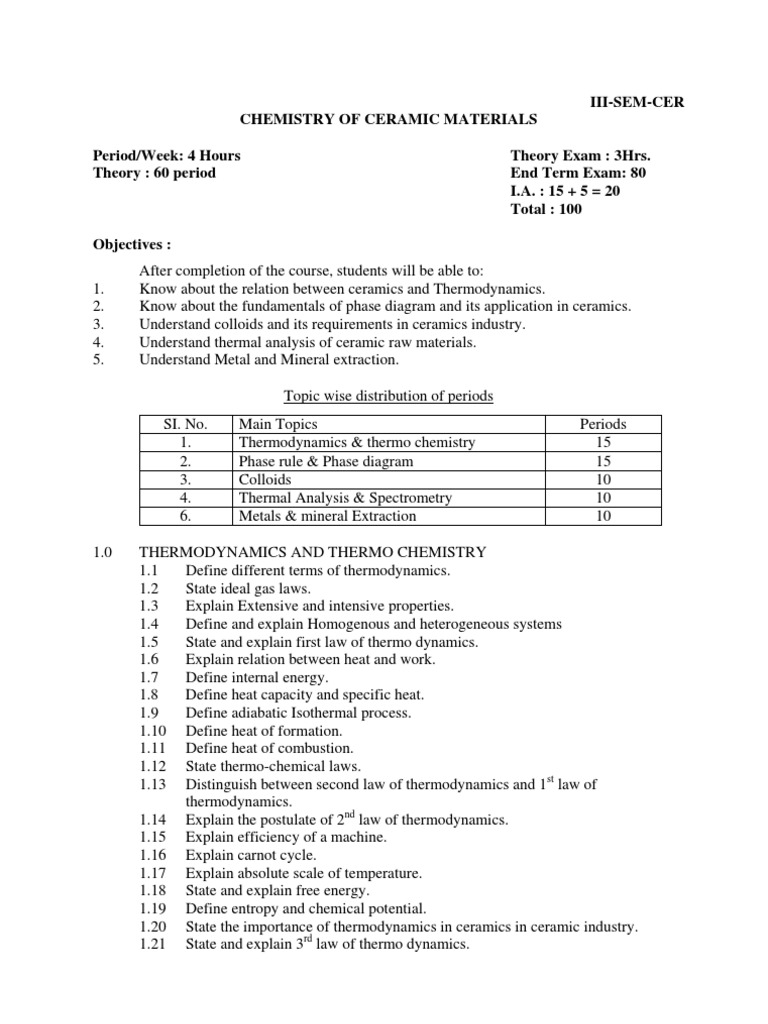 Ceramic 3rd To 6th Sem | PDF | Refractory | Glasses