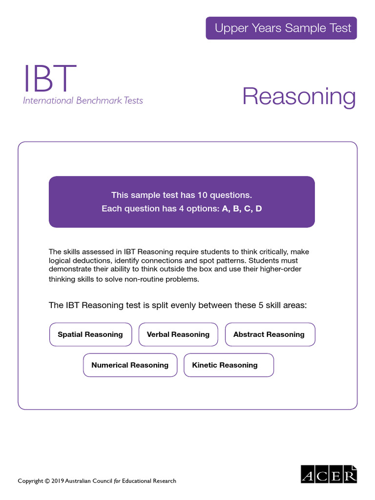 IBT Reasoning Upper Years Sample | PDF