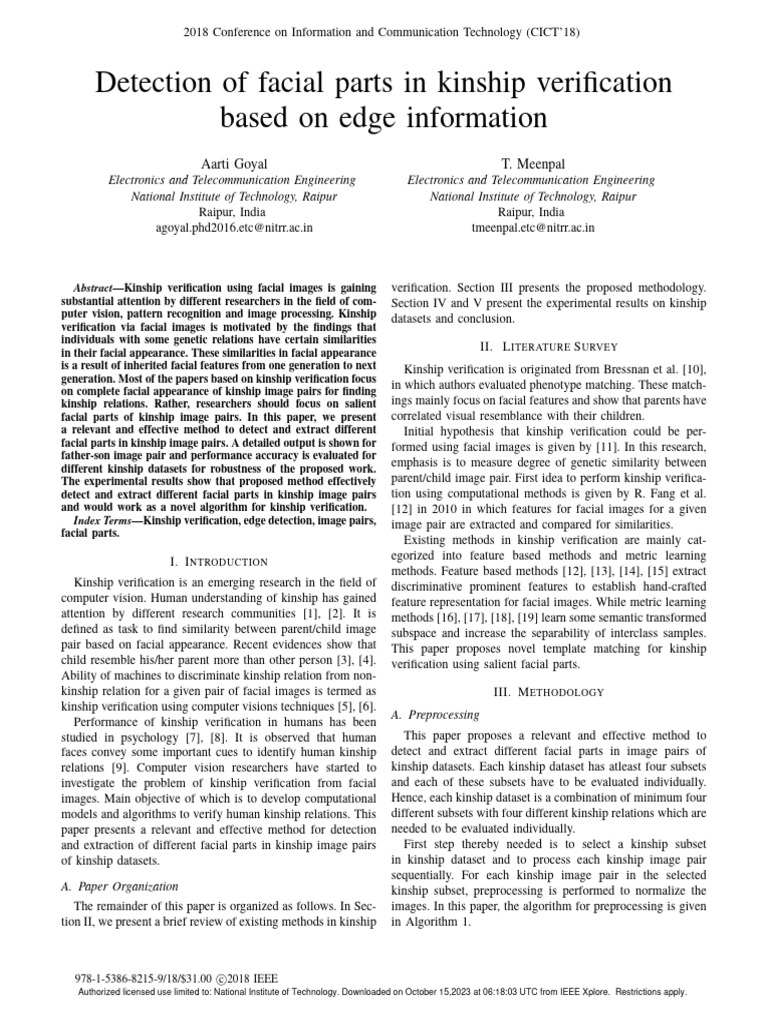 Detection Of Facial Parts In Kinship Verification Based On Edge Information Pdf