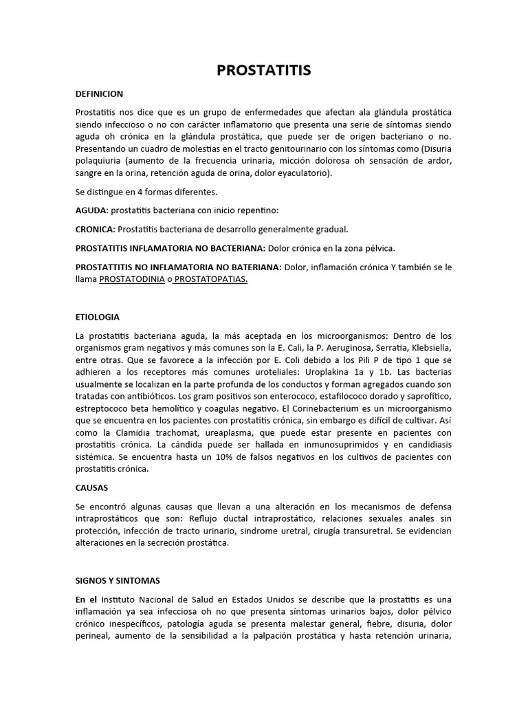 Tipos y Tratamiento de Prostatitis | PDF | Salud pública ...