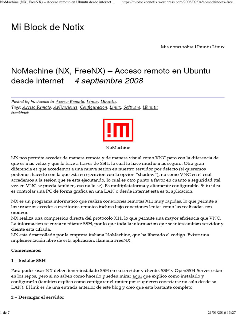 Instalar FreeNX en Ubuntu | PDF | Juegos y actividades | Informática