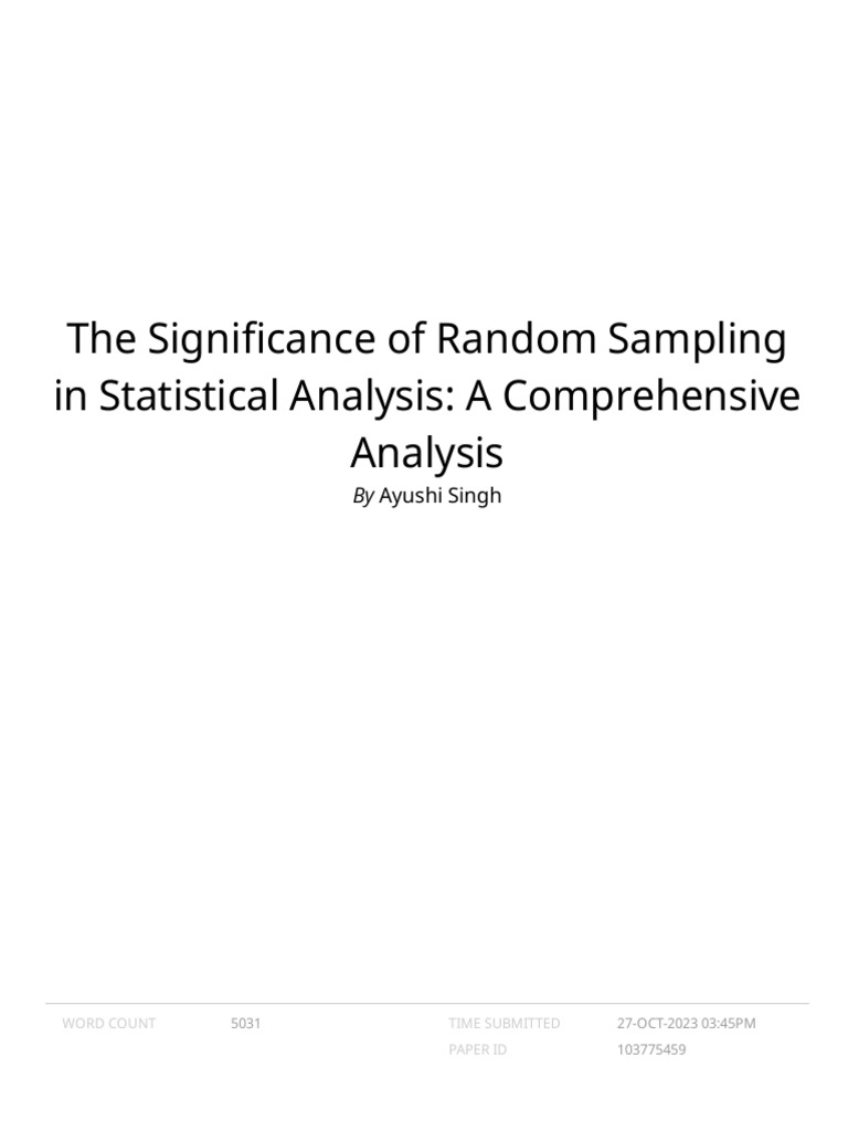 Random Sampling for Statisticians | PDF