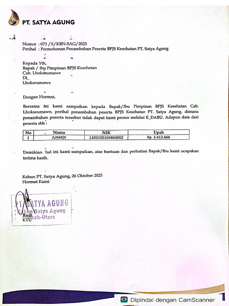 Penambahan Peserta BPJS Kes | PDF