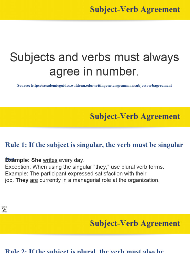 Subject Verb Agreement | PDF | Verb | Grammatical Number