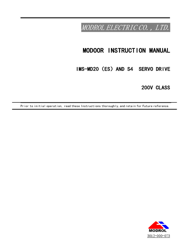 IMS MD20 ES English Manual | PDF | Electric Motor | Acceleration
