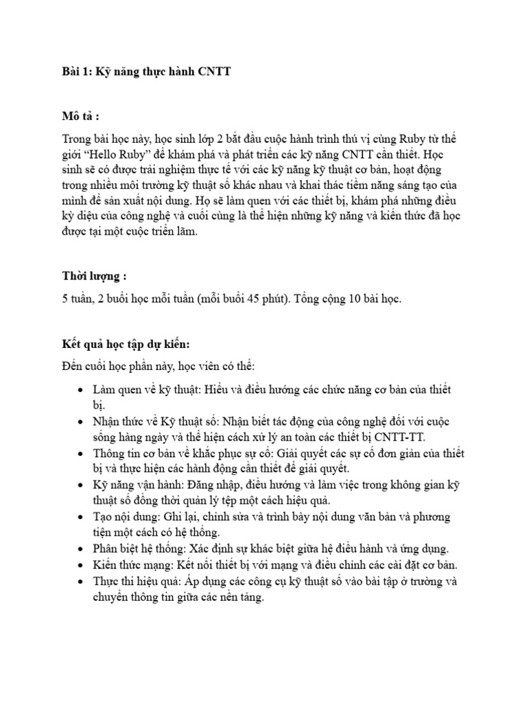 Bài 1: K Năng TH C Hành CNTT | PDF